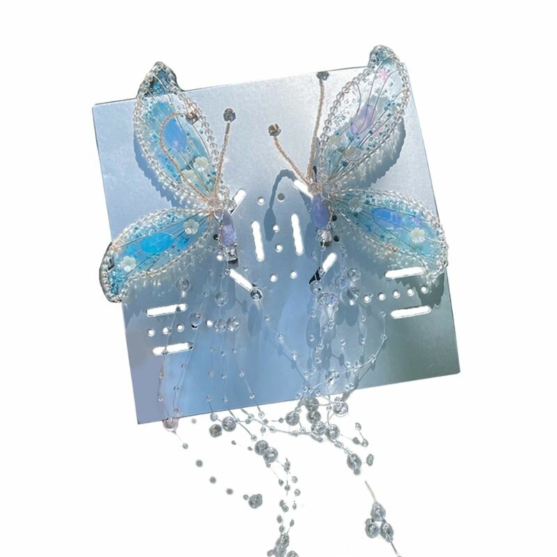 (1 пара) Заколка Для волос Super Fairy Butterfly из Хрустального бисера-Синий