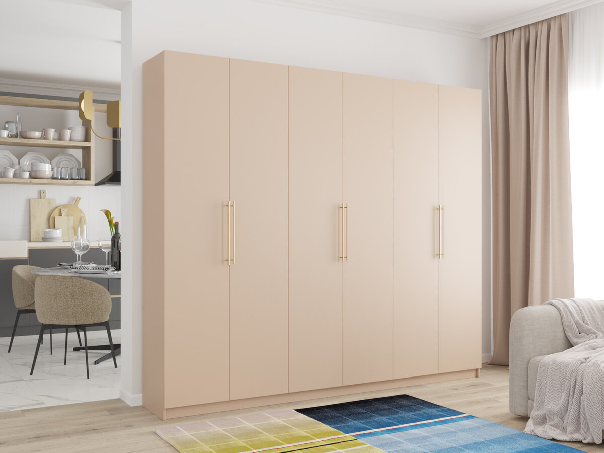 Шкаф распашной Калифорния-6 Сатин для одежды шестидверный 240*230*50