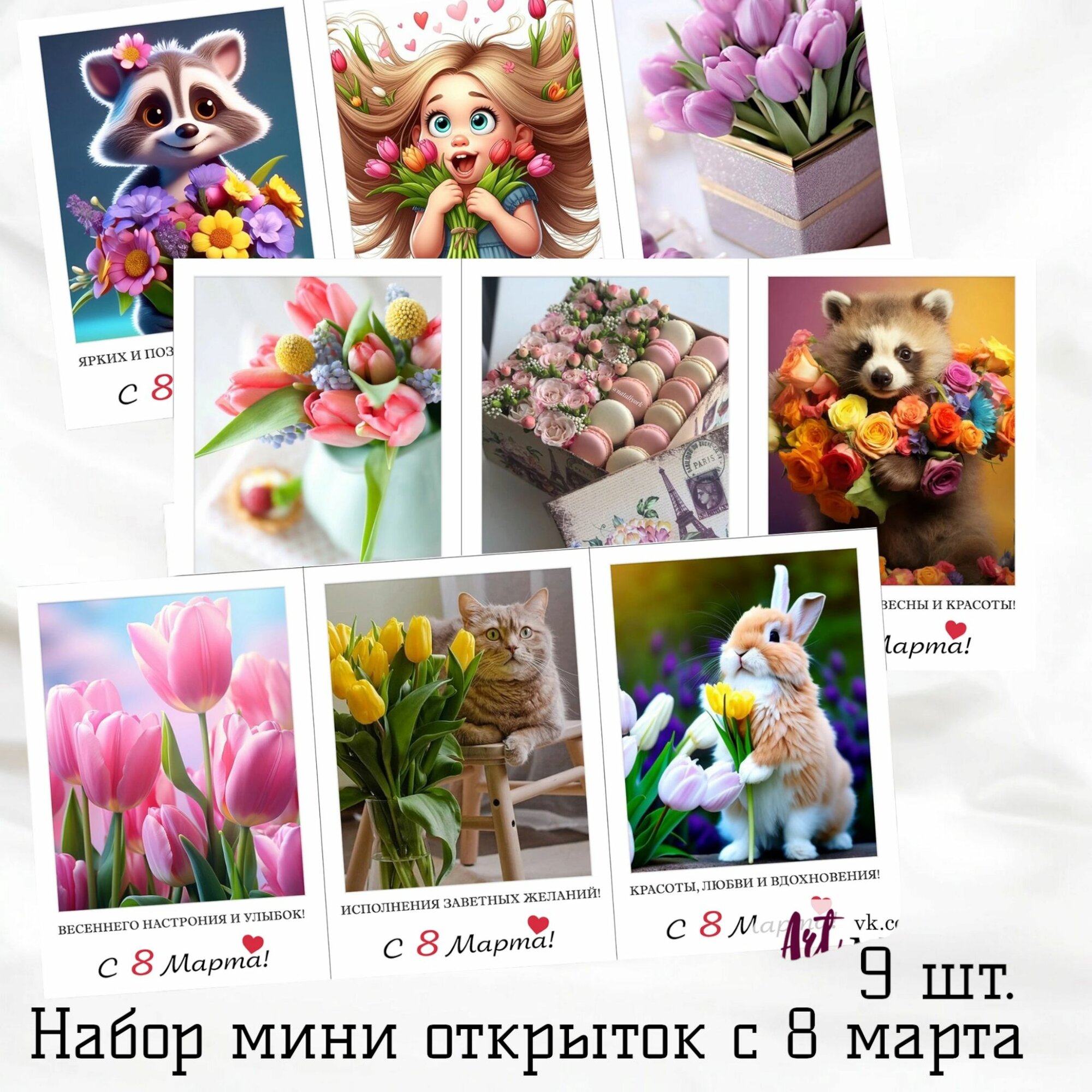 Набор мини открыток с 8 марта