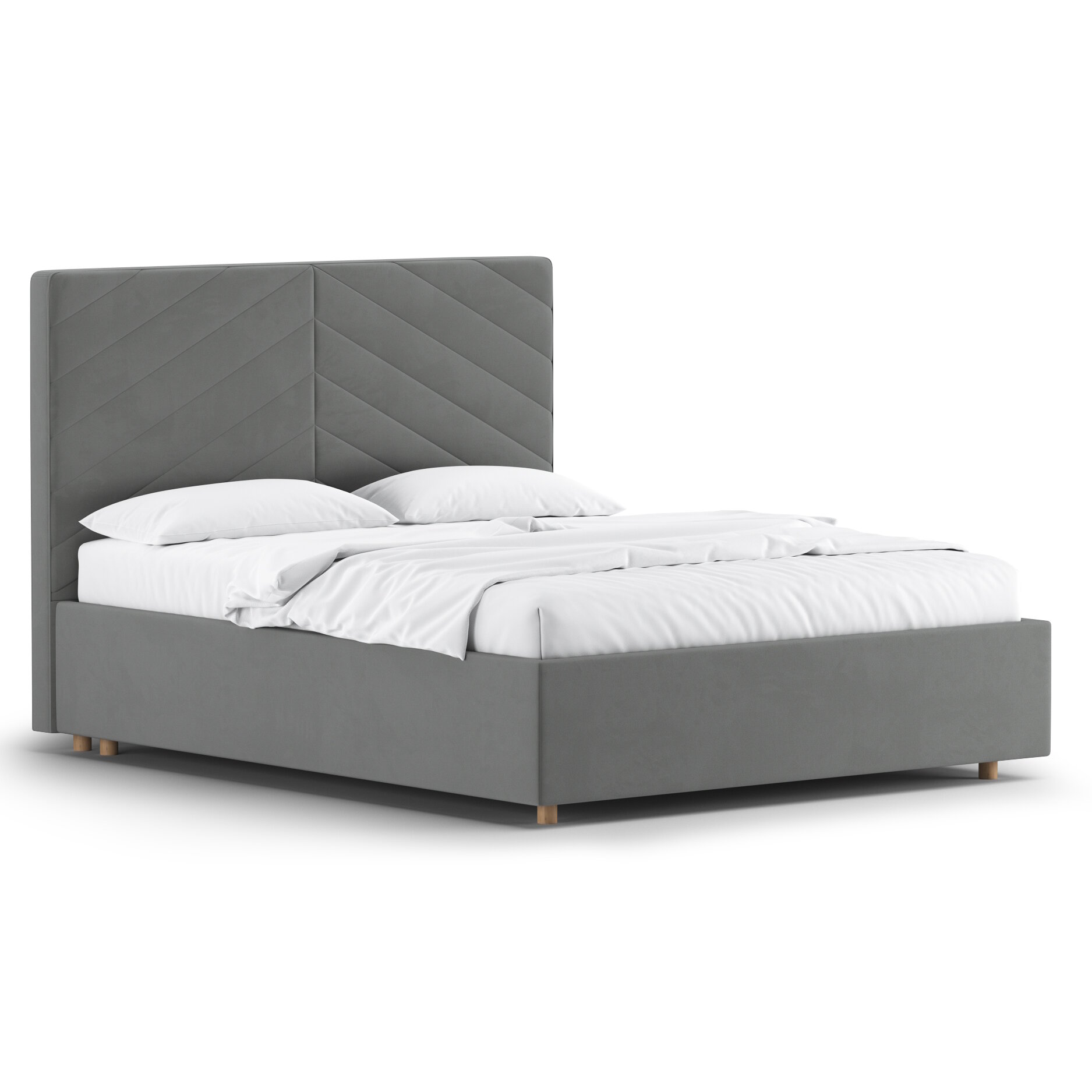 Кровать двуспальная с подъемным механизмом WESTENY "ART 613" H6, 211х217х130, 200х200, серый велюр
