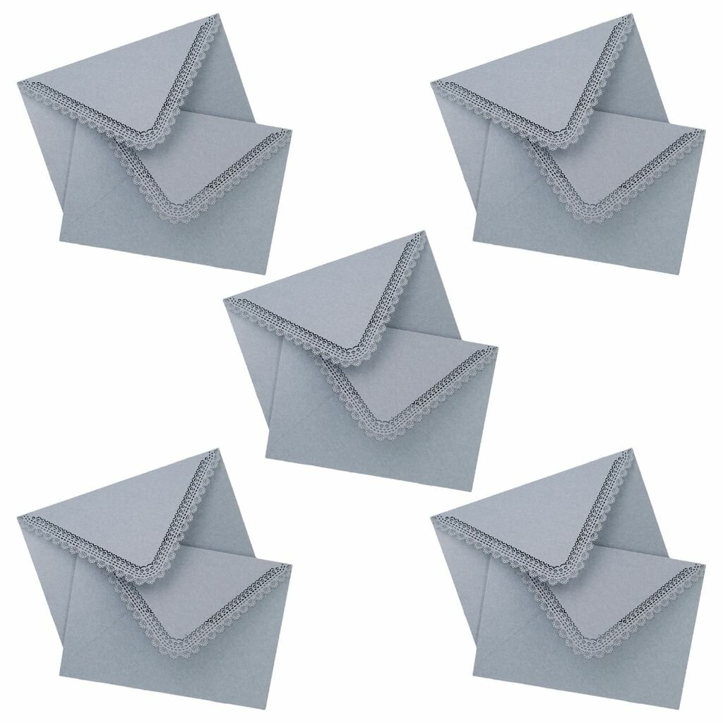 1 упаковка из 10 треугольных кружевных конвертов с резьбой-дымчато-голубые