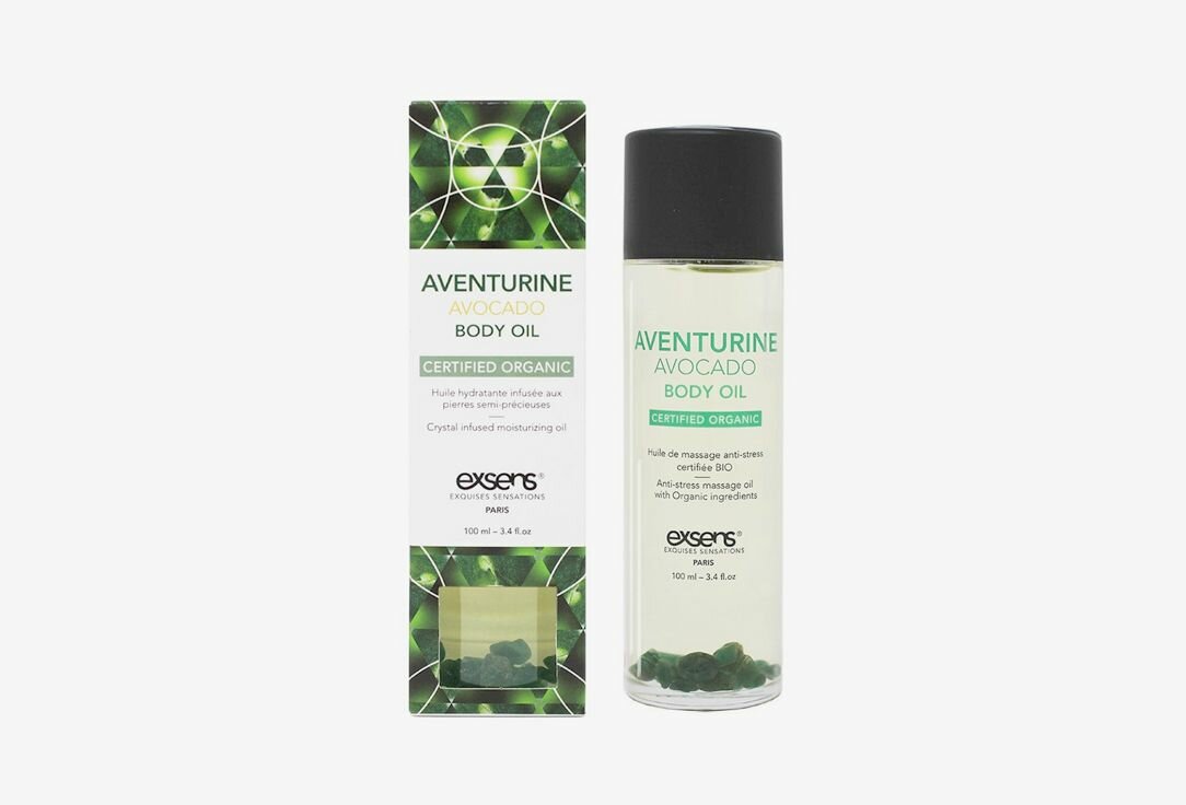 Органическое массажное масло с камнями EXSENS AVENTURINE AVOCADO Body Oil 100 мл