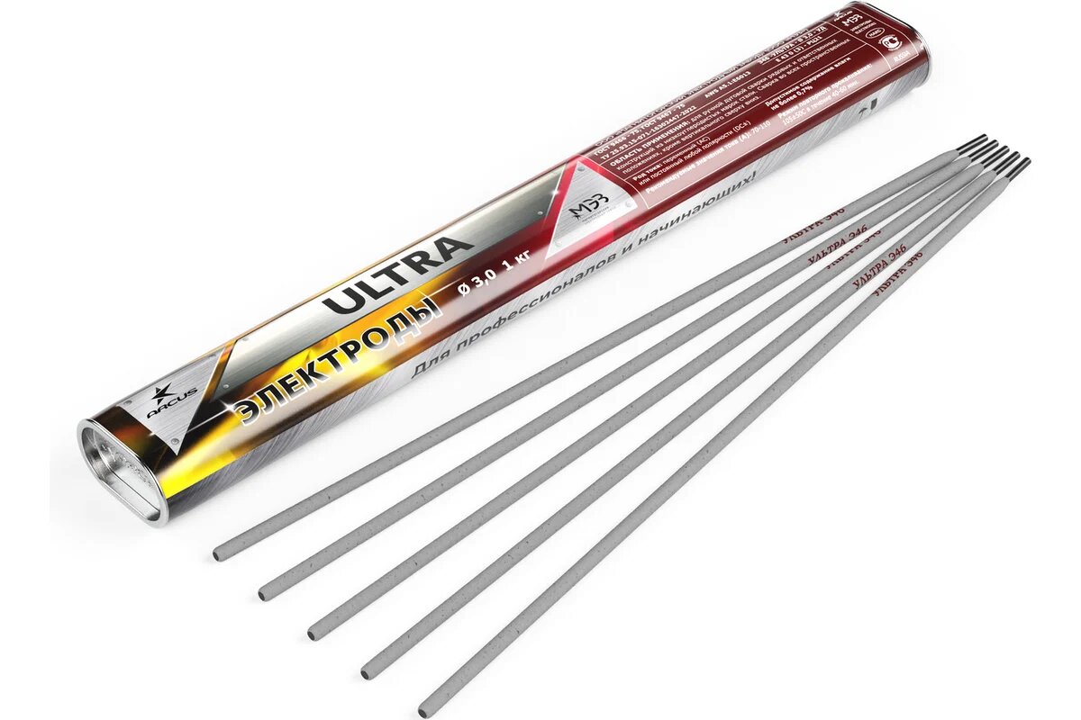 Электрод ультра 3 мм, 1 кг в тубусе МЭЗ Ц0040869 - сварочный расходник для сварки