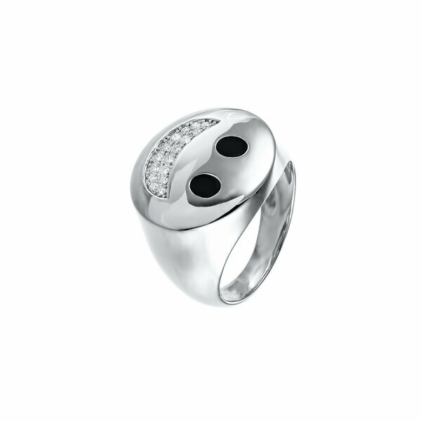 Перстень, серебро, 925 проба, родирование, эмаль, циркон