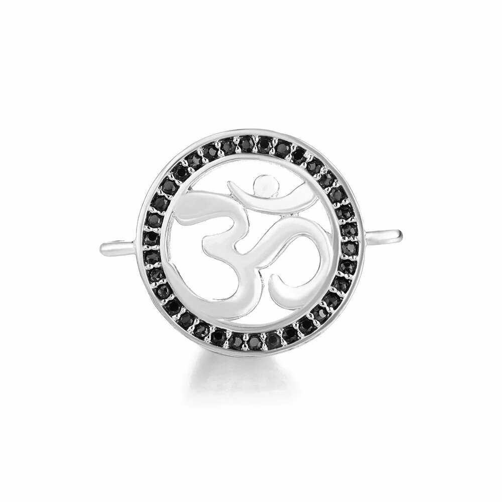 Juya медные круглые коннекторы с цирконами Серебряный, White Gold