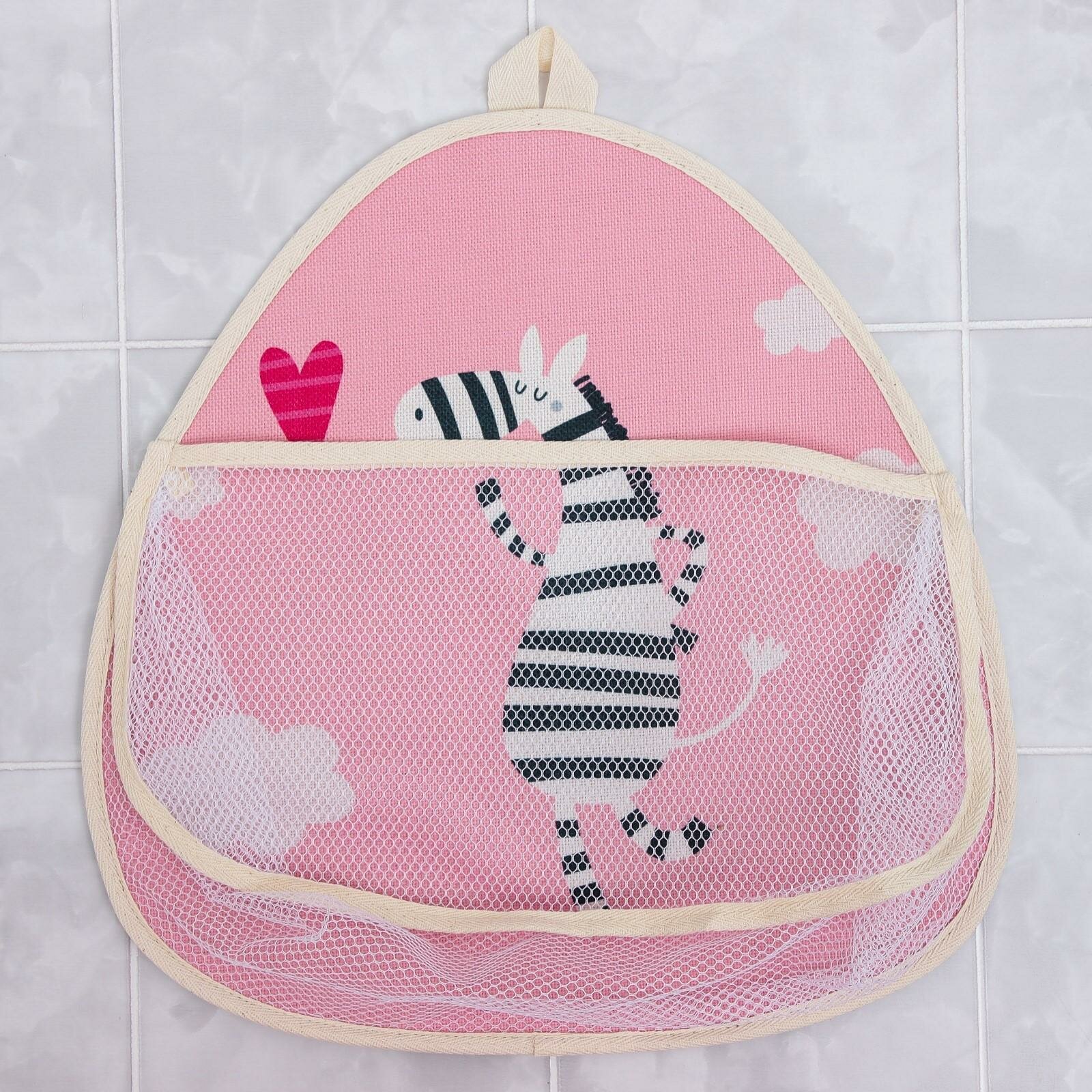 Сетка для хранения игрушек в ванной с петелькой Крошка Я "Зебра"