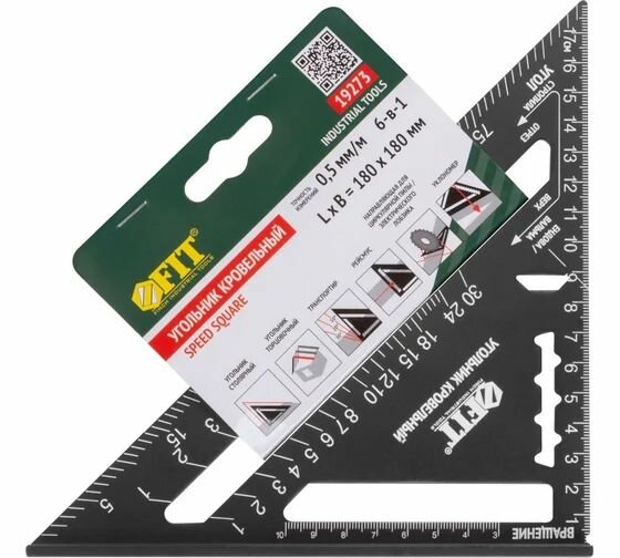 Цельнометаллический кровельный угольник FIT Профи, 180x180 мм (19273)