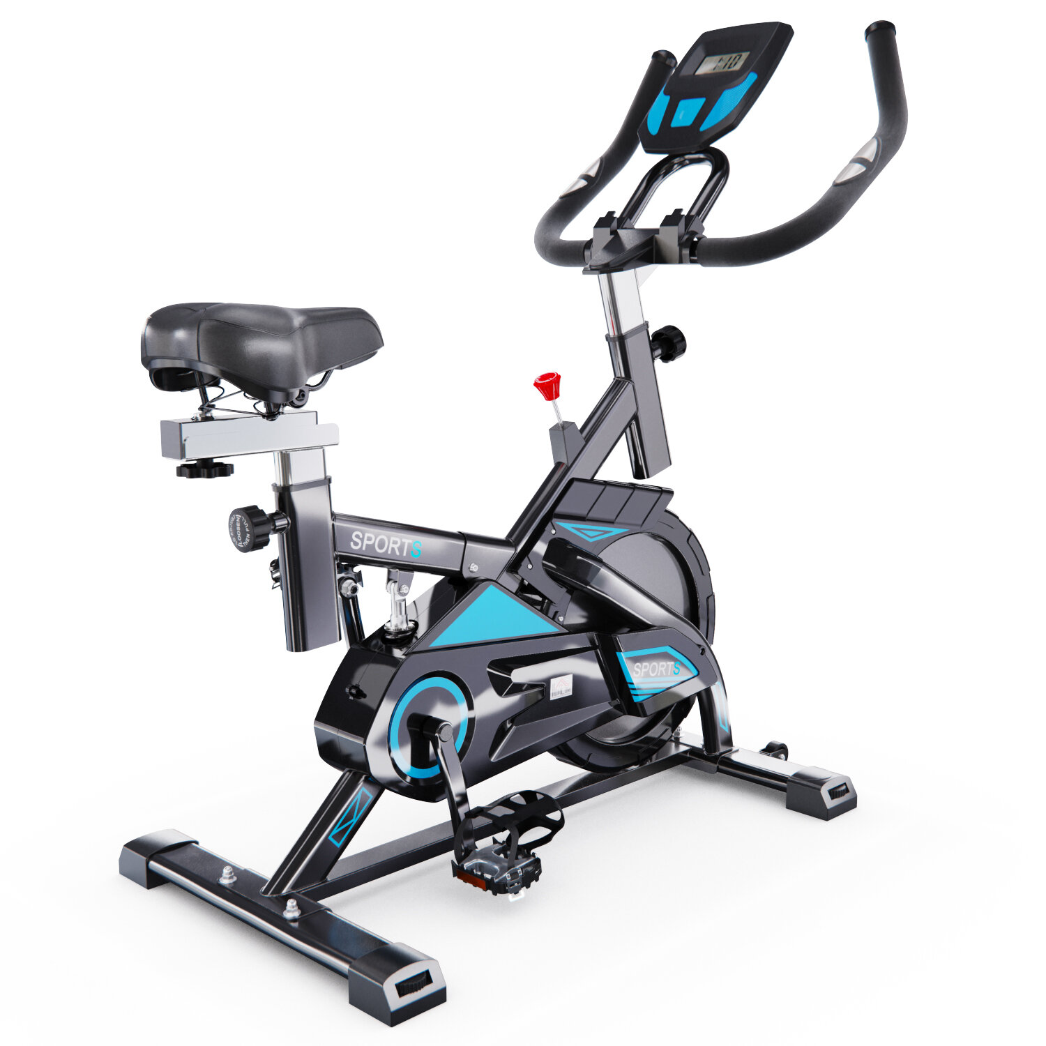 Велотренажер DFC HOMCOM A90-154V0, для дома, черный/бирюзовый, до 120кг