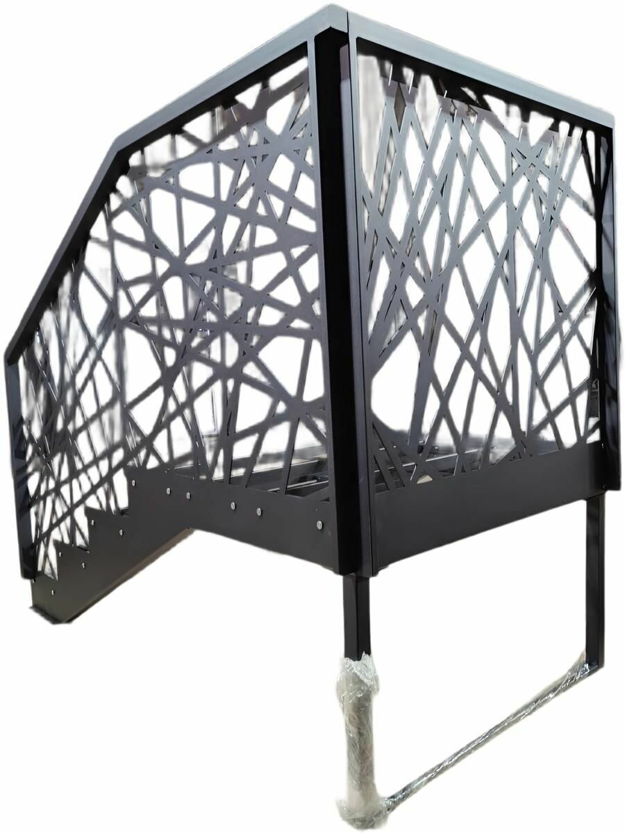 Лестница входная 4 ступени и площадка, без ДПК, ограждения "лазерная резка"с одной стороны и торца. Разборная. Ширина 1.3 метра.