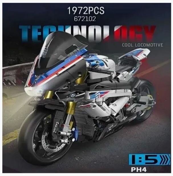 Конструктор пластиковый 672102 Мотобайк экстра, серия Technology 1972 детали