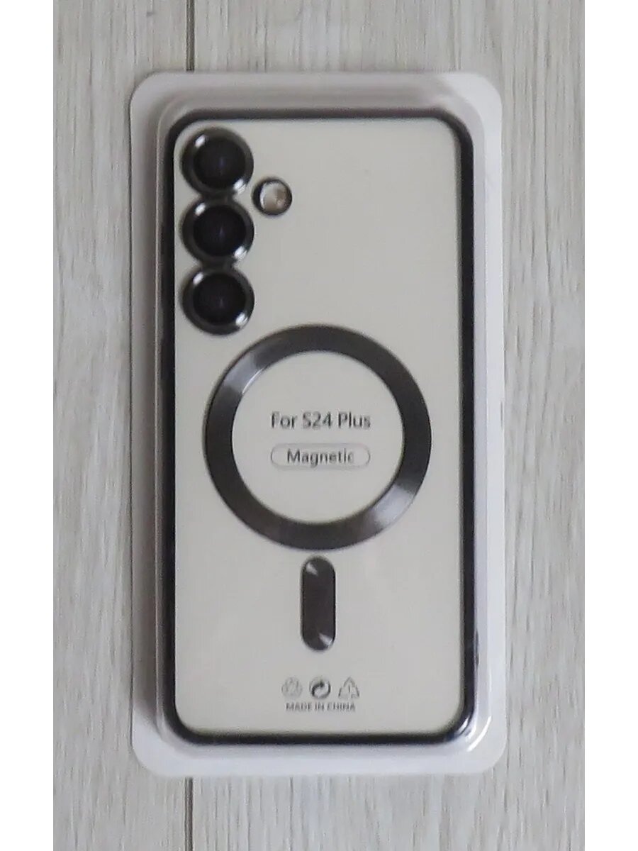 Чехол для Samsung S24 Plus "Magnetic", поликарбонат, защита камеры, беспроводная зарядка, цвет черный
