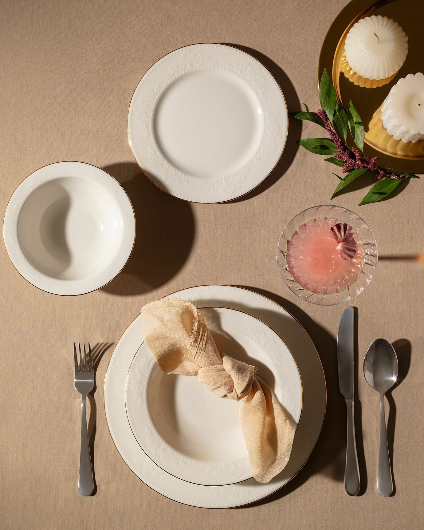 Набор посуды столовой на 6 персон, 24 предмета. 6х21х19х25 см, фарфор, MADAME COCO, белый