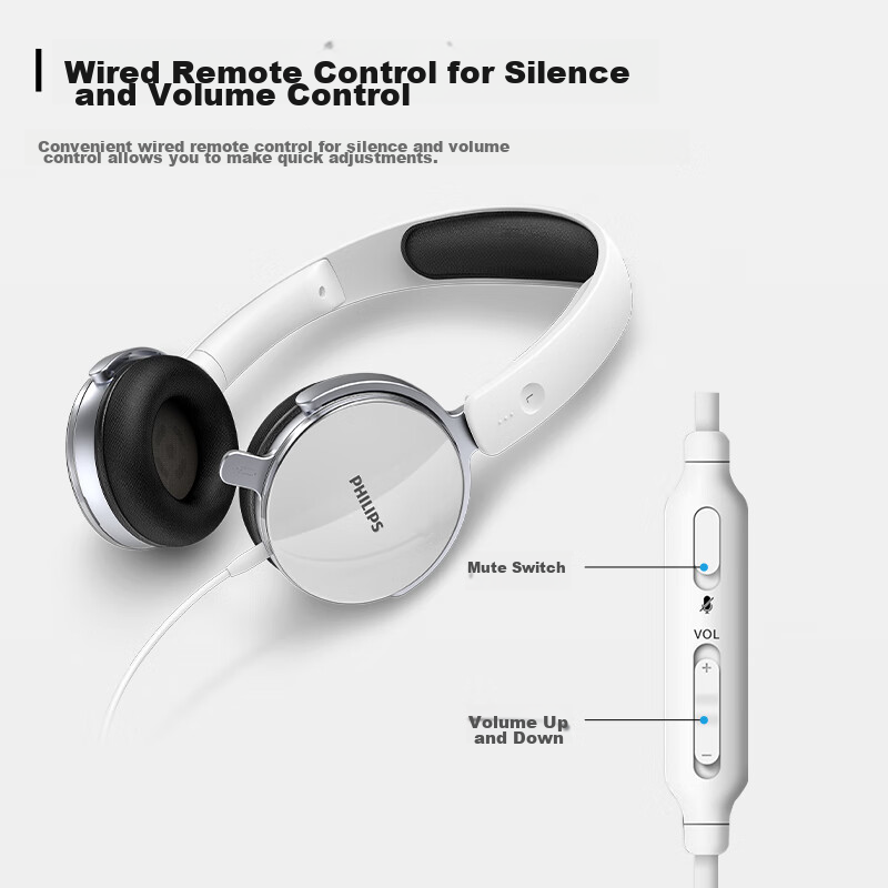 Проводные наушники Philips Headphones, SHM7110U, цвет белый