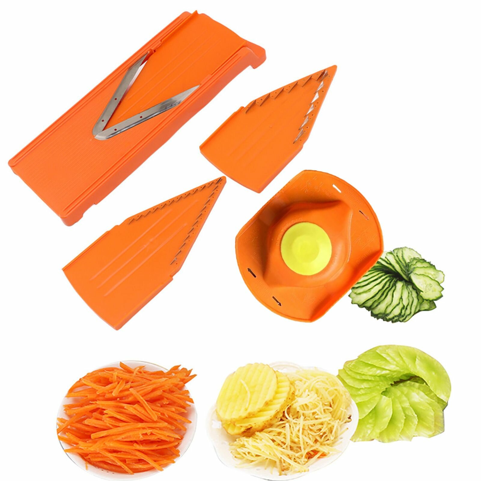 Мандолина для нарезки овощей и фруктов с 3 лезвиями, защитой рук и нескользящим основанием, кухонная овощерезка из нержавеющей стали