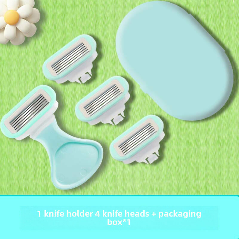 Нож для бритья "Брат Мао", синий, с держателем и коробкой для хранения