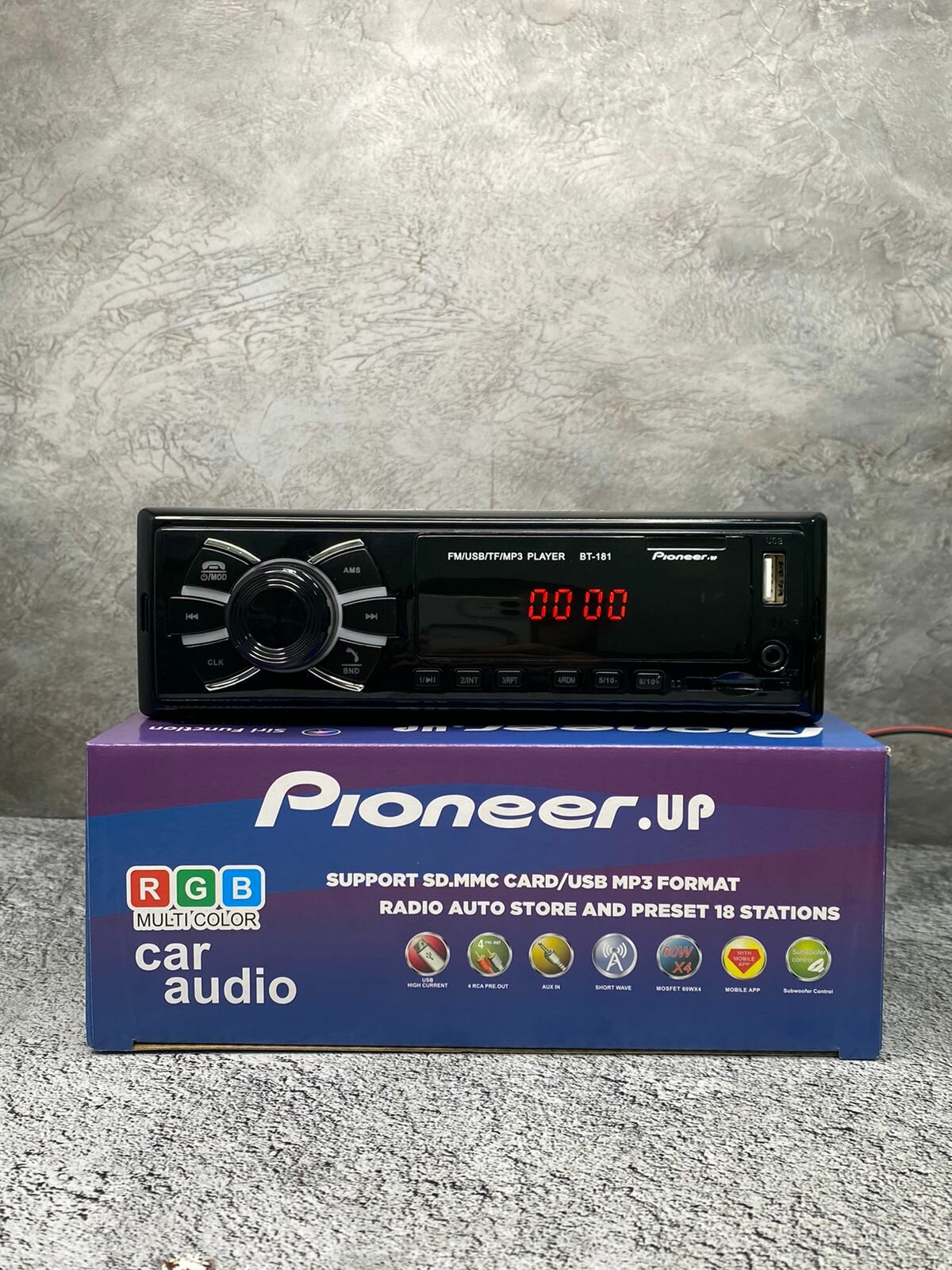 Автомагнитола Pioneer.UP с блютузом 1DIN магнитола с пультом AuX