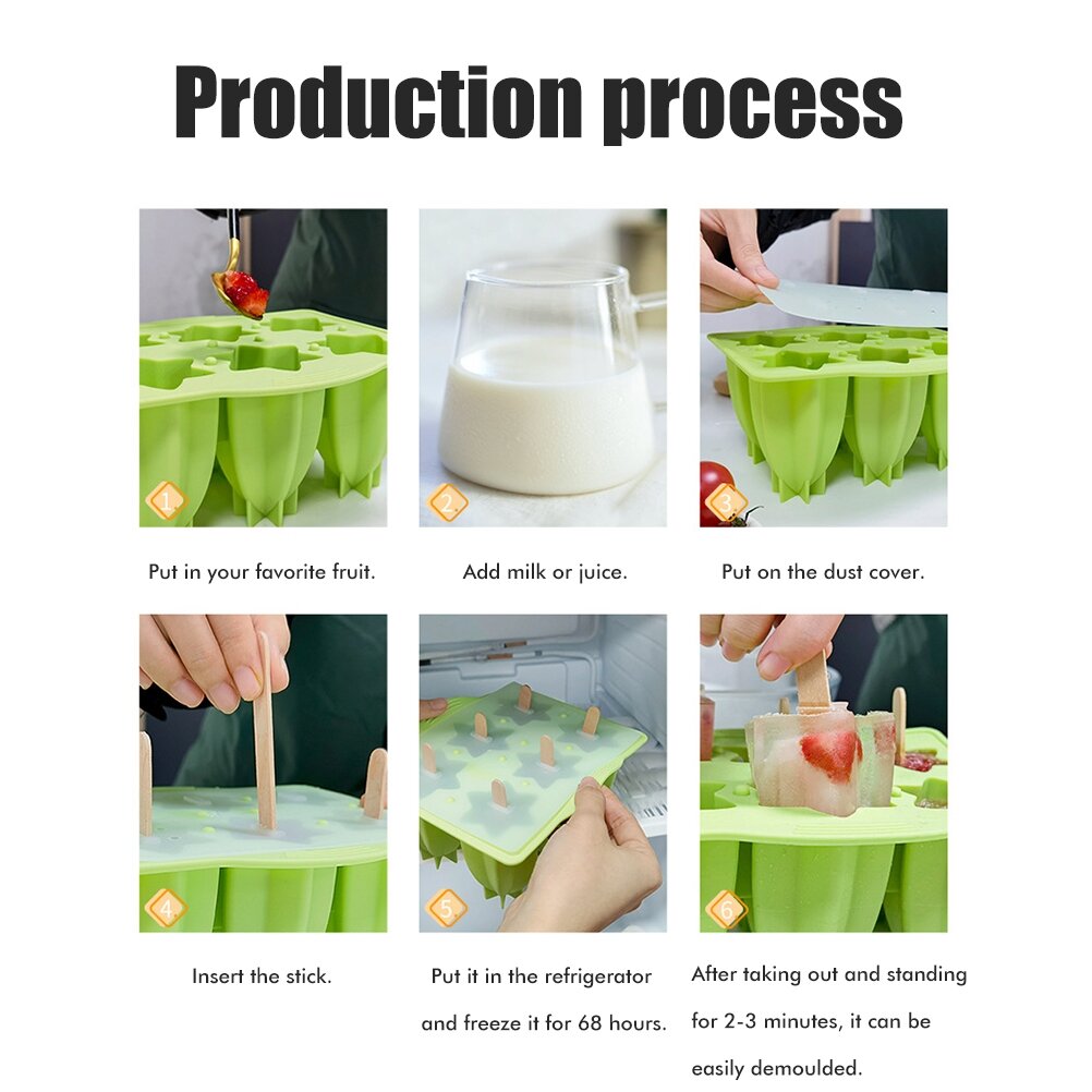 6 полостей карамбола силиконовая форма для мороженого с крышкой DIY форма для леденца форма для мороженого эскимо