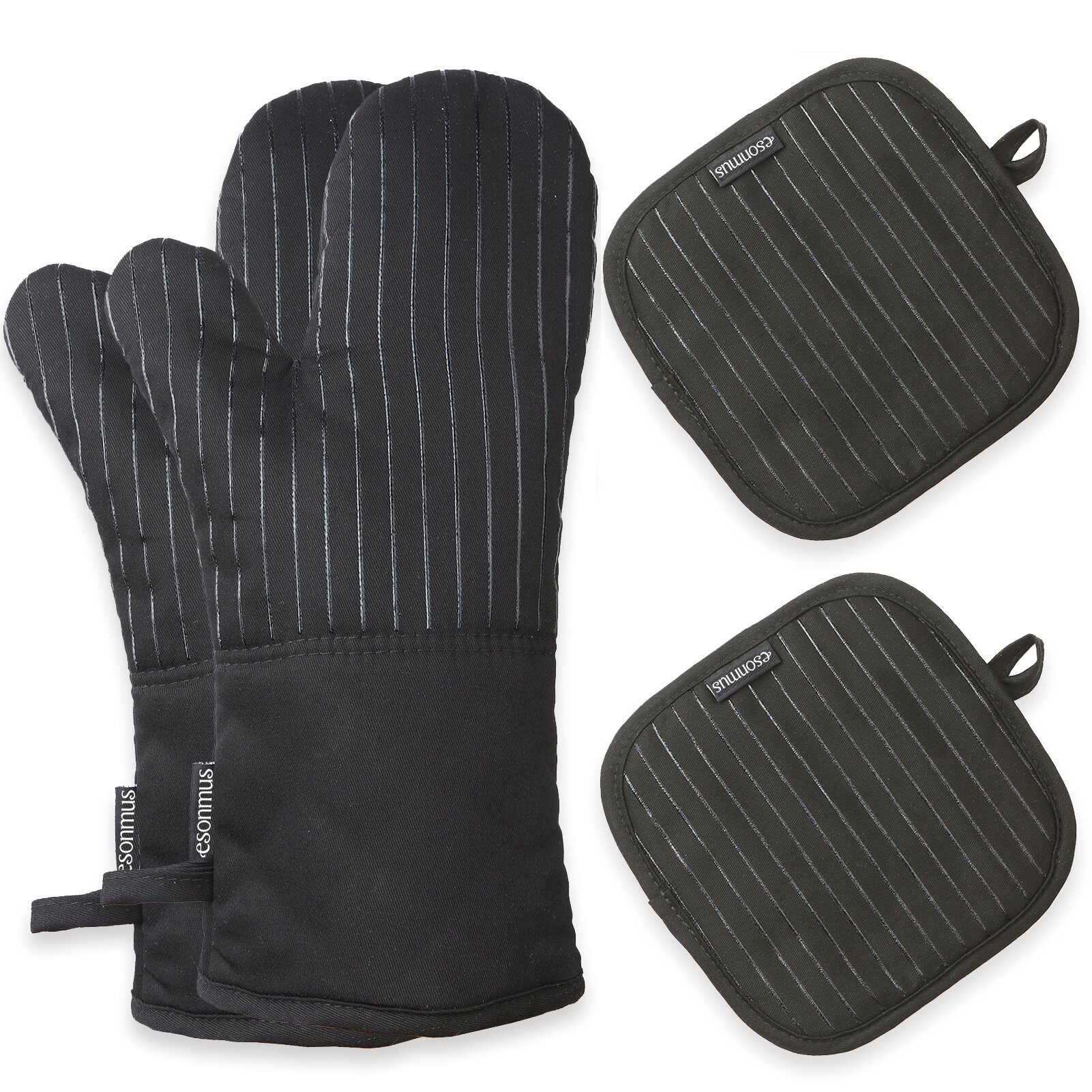 2 шт, хлопковые силиконовые прихватки, термостойкие нескользящие перчатки для барбекю, кухонные прихватки для духовки, прихватки, 1 пара прихваток + 2 держателя для кастрюль