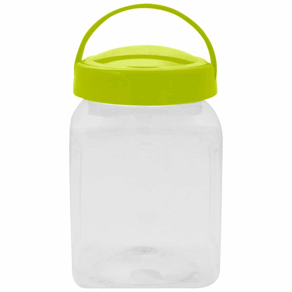 Банка для продуктов Plast team "Verona", для сыпучих, 3 л, 12х12х28 см, с ручкой, квадратная, цвет Салатовый
