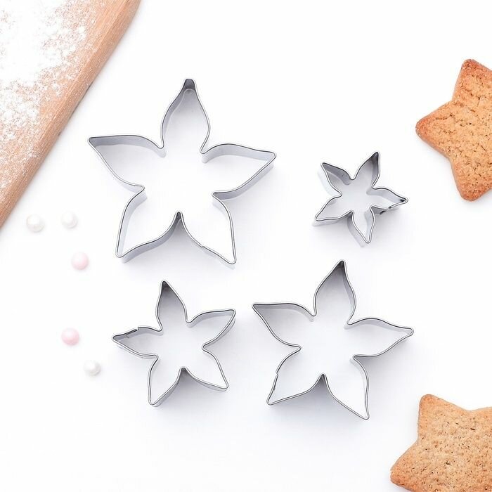 Набор форм для вырезания КНР Лепестки розы, 5,5х5,5 см, 4 шт