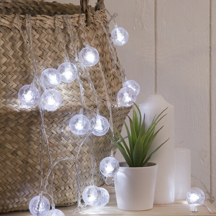 Гирлянда Luazon Lighting Нить, 5 м, "Футбольный мяч", 30 LED, свечение белое, 8 режимов, 220 V (MT. DCR. IP20.220.06.26-02.1.02)
