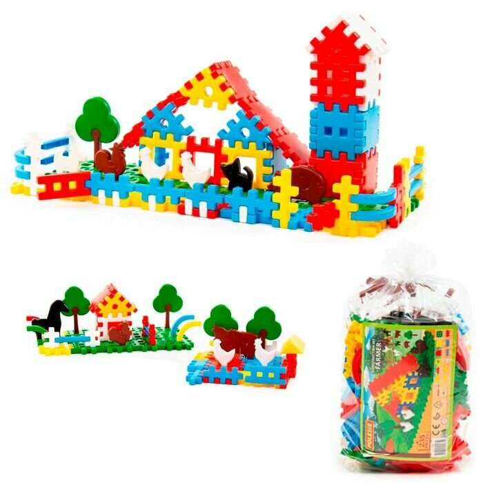 Конструктор Полесье "Фермер" 235 деталей, в мешке (859)