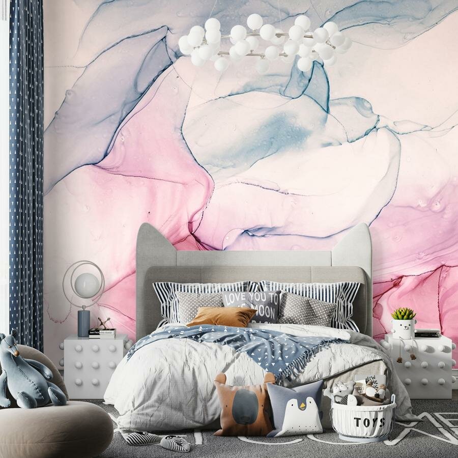 Фотообои Акварельные разводы флюид 9-1512-S-Холст 270 x 200 см (ВхШ) Бесшовные, флизелиновые, влагостойкие обои MasterFresok