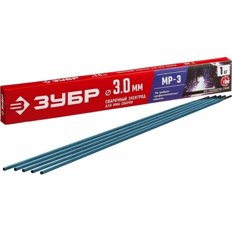 Сварочные электроды ЗУБР МР-3, рутил, 3х3х350 мм, 1 кг (40011-3.0)