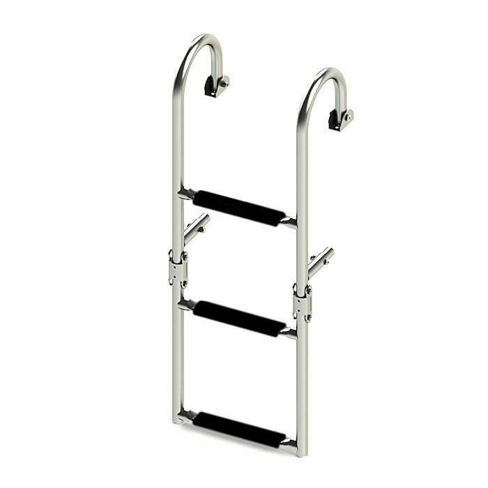 Трап складной с горизонтальным креплением, 3 черных ступени (ширина 270 мм.)