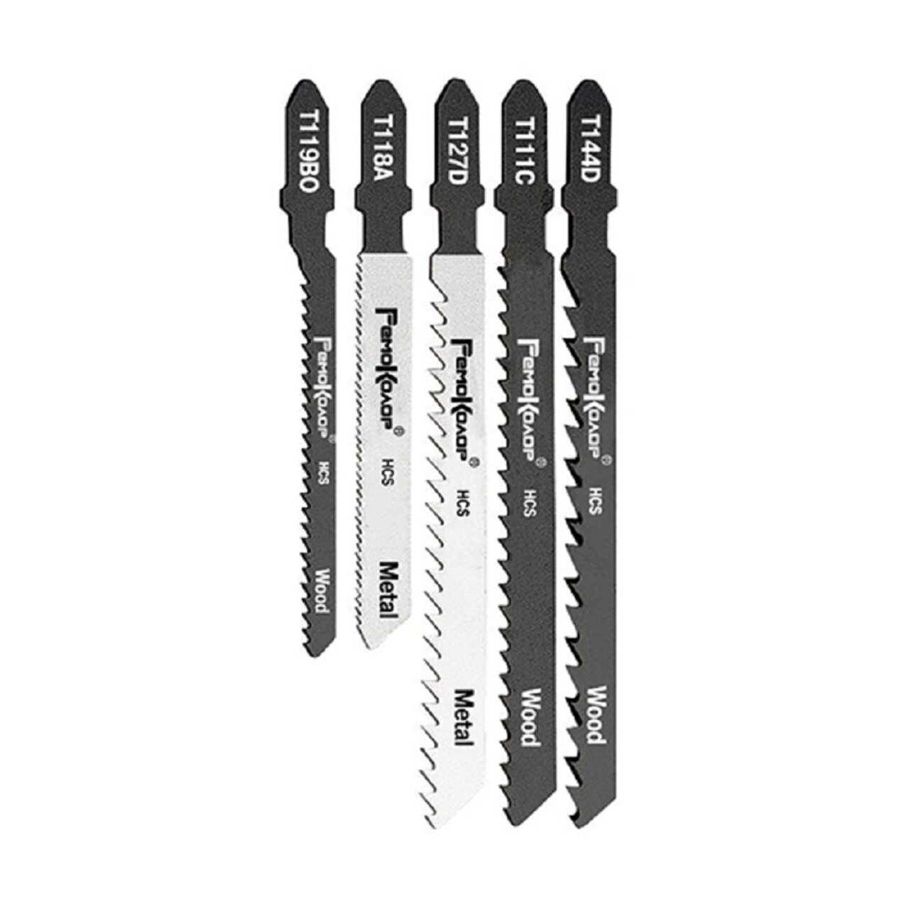 Полотна для электролобзика универсальные, набор 5 шт, подходят для дерева и пластика