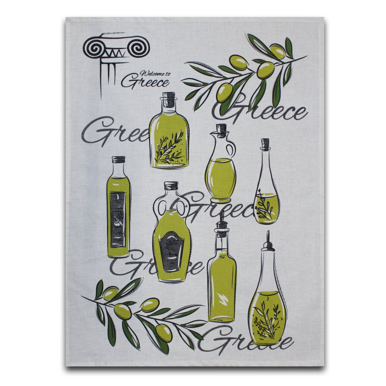 Полотенце кухонное с принтом Оливковое масло 45х60 см шелкография текстиль для кухни