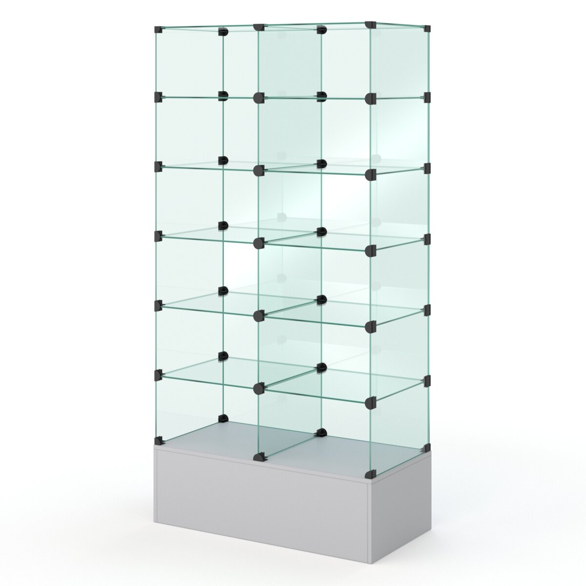Витрина стеклянная "КУБ" №609 (без дверок, передняя стенка - стекло), Серый