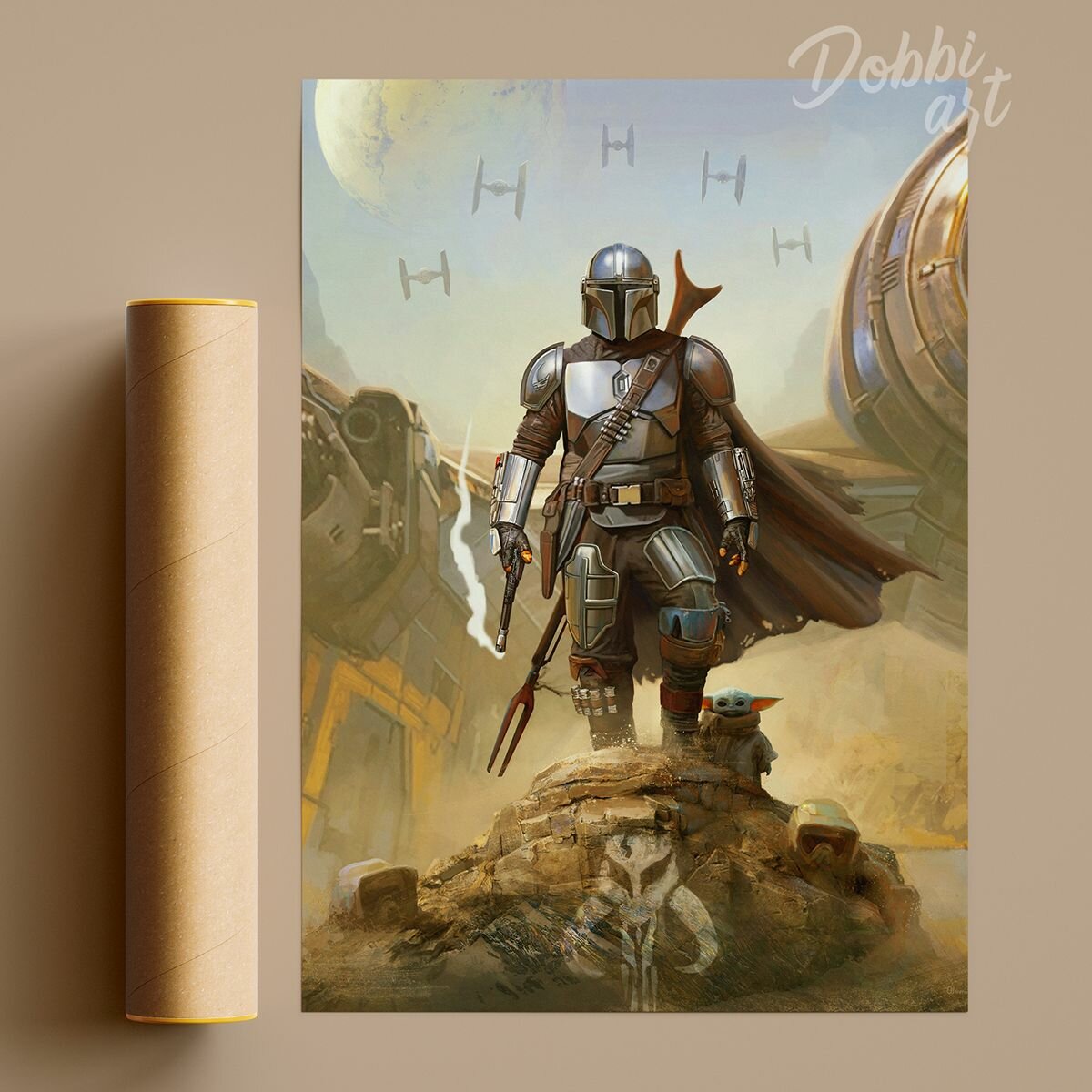 Постер Мандалорец 40х50 см без рамы/ Малыш Йода, Грогу/ Сериал Мандалорец Star Wars Звездные Воины/ Постер для дома, интерьера, декор на стену/ Плакат интерьерный