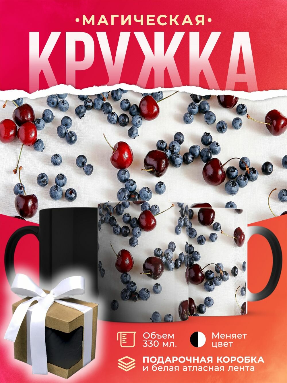 Кружка-хамелеон Черешня и черника / 330 мл