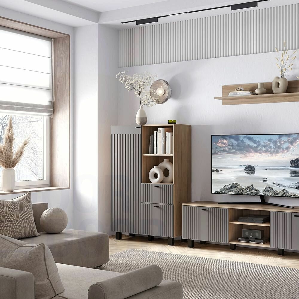 Комод Олива ШК-16, Дуб каньон/Муссон софт, 90.2х135.8х37.4 см.