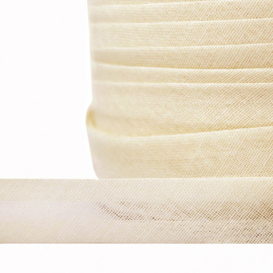 Косая бейка хлопок 15мм F104 молочный 20м