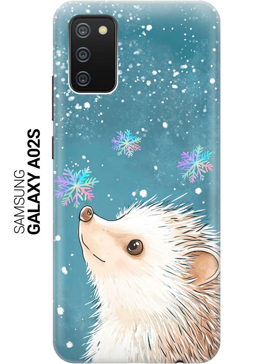 Силиконовый чехол на Samsung Galaxy A02s с принтом "Ежик и снежинки"