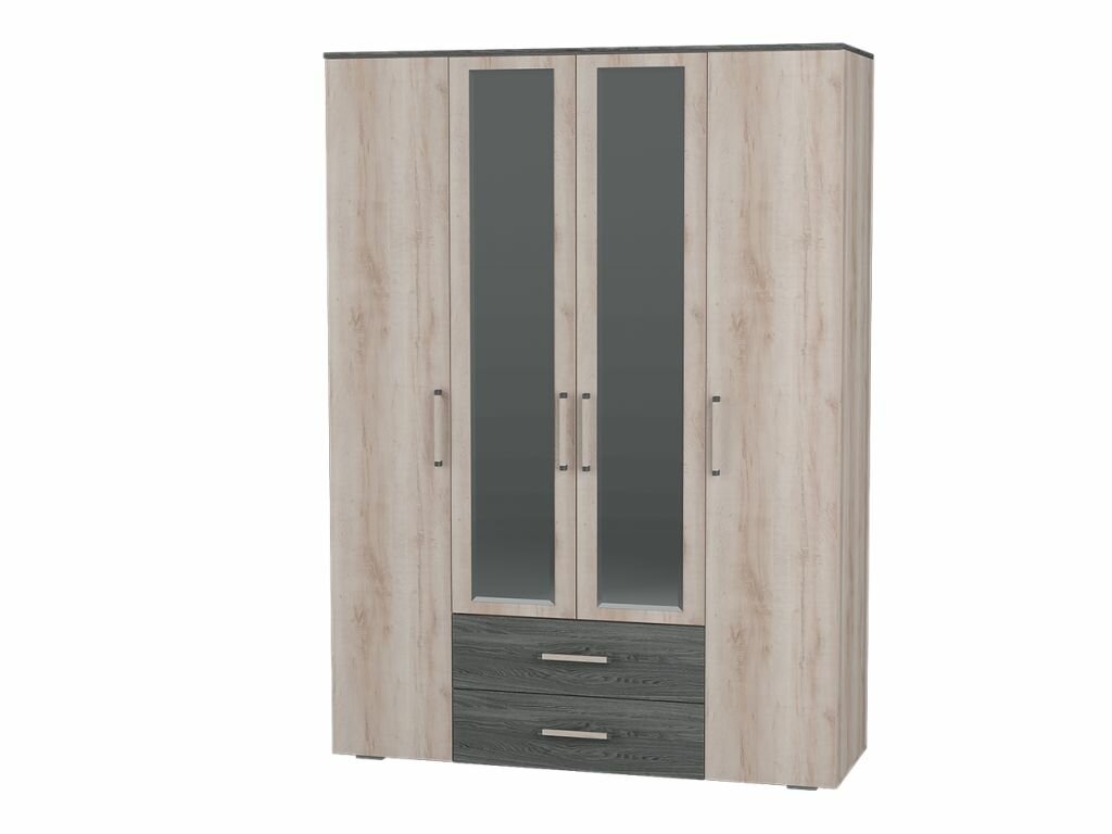Спальня ВЕРСАЛЬ-1 Шкаф 4-х ств. ПШ-5.5 ств. ПШ-5.5 ВЕРСАЛЬ-1 Дуб сакраменте / Ясень анкор ширина 160 см высота 220 см ЛДСП с зеркалом с ящиками
