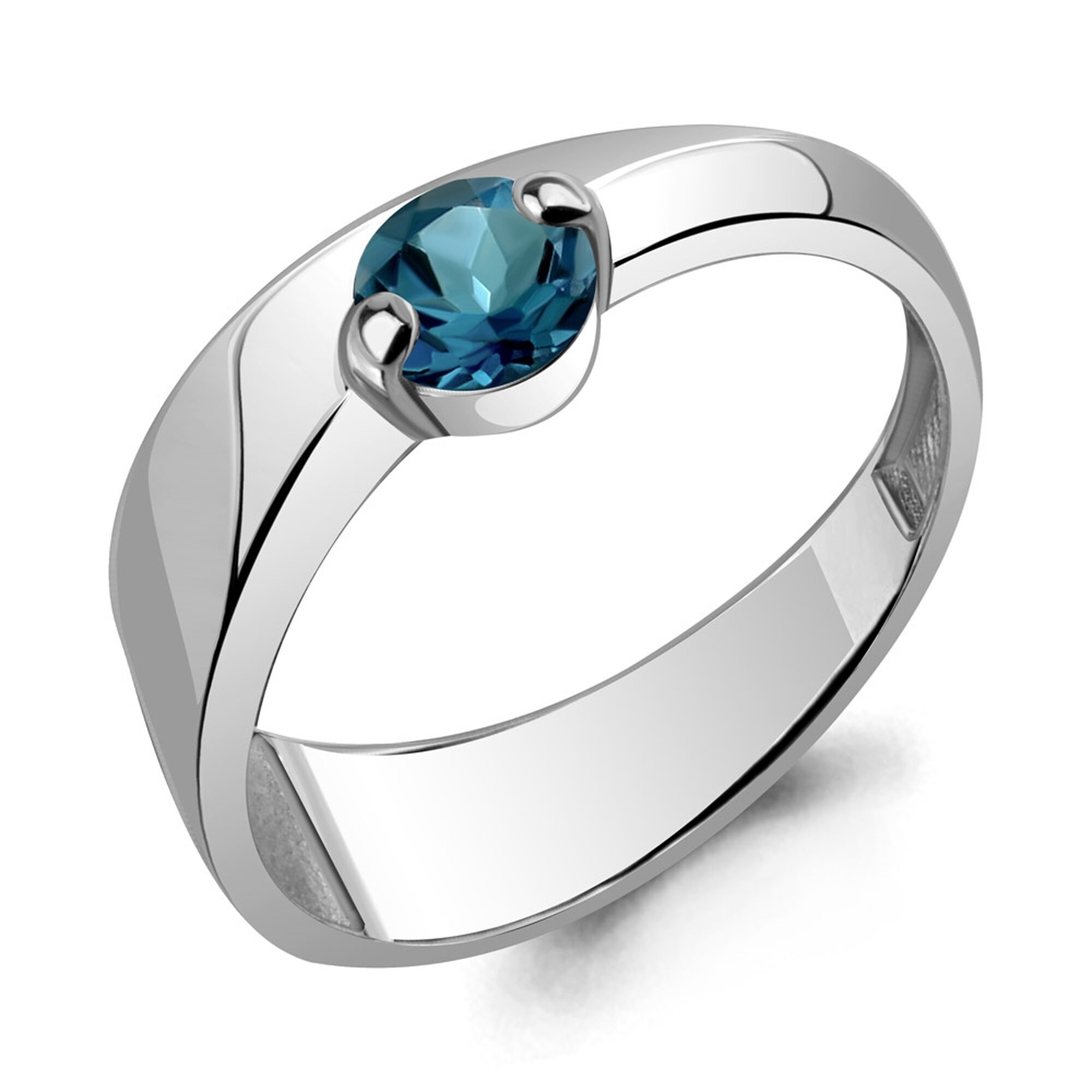 Кольцо, серебро, 925 проба, родирование, Лондон топаз