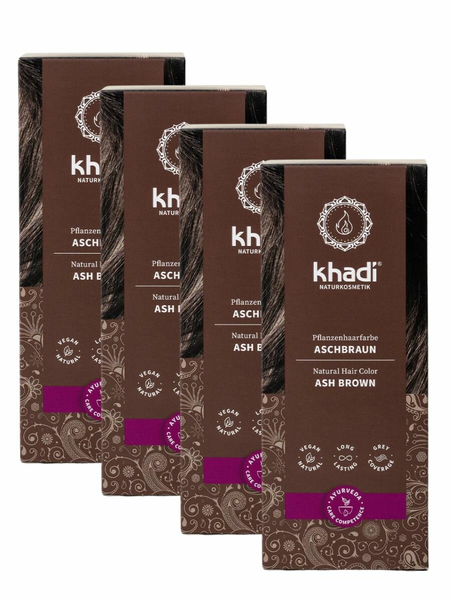 Пепельно-коричневый оттенок - натуральная краска для волос Khadi Naturprodukte, 400 гр