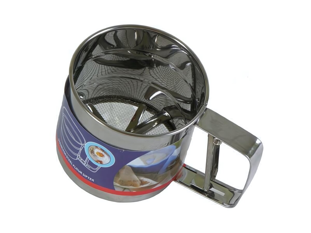 Сито-кружка для муки 10 см диаметр, нержавеющая сталь, легкое просеивание