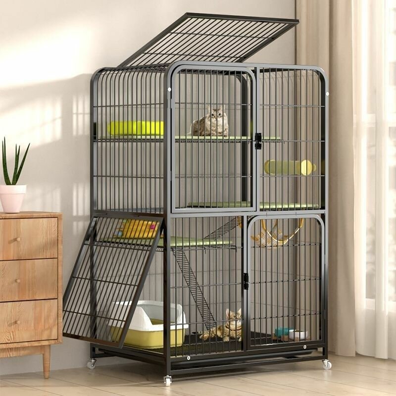 Большая клетка для домашних животных /71x55x137 см, Прочная оцинкованная клетка для кошек с квадратным каркасом