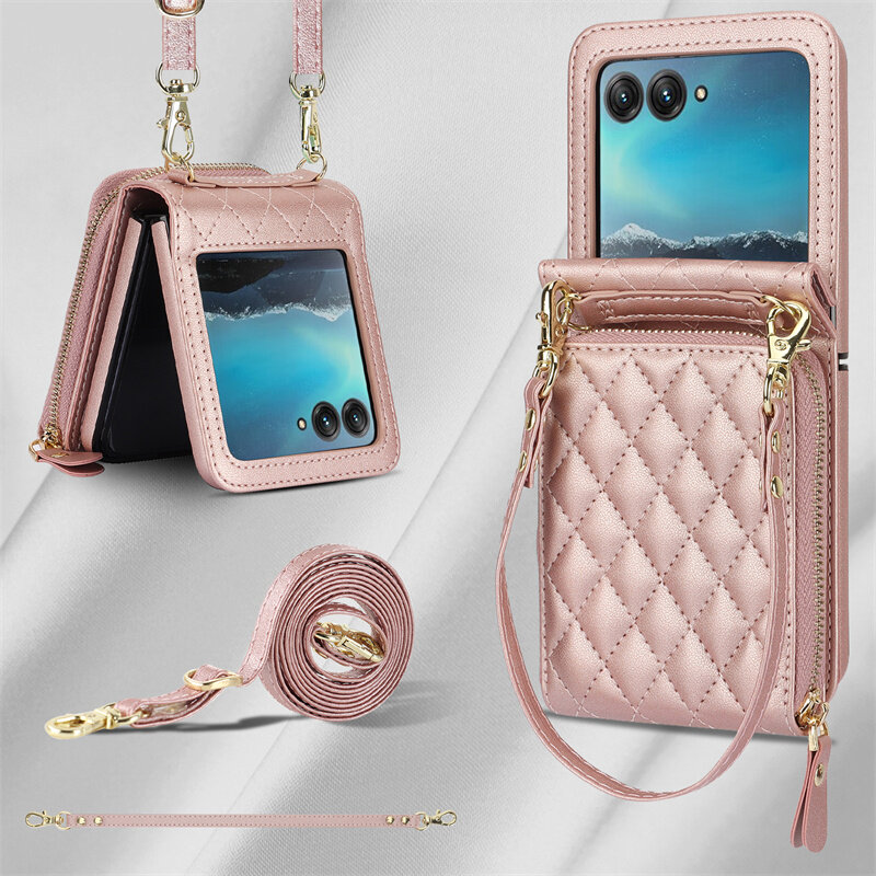 Подходит для Motorola Razr 50 / Моторола Разр 50 Модный Чехлы для телефонов, Кошелек премиум-класса кожаный, Разр 50, подставка, soft touch,360° Полная защита, резина, пластик, искусственная кожа,