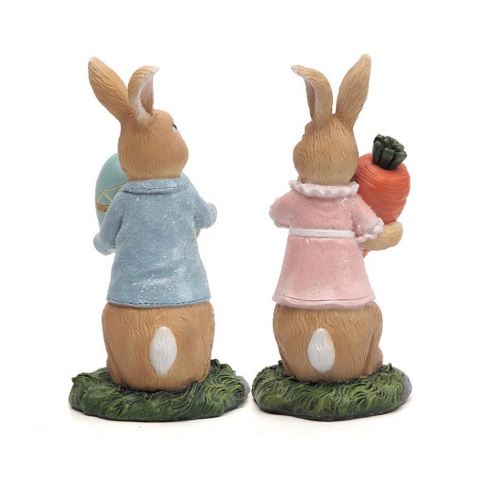 Статуэтки пасхального кролика с морковью, милая статуя кролика из смолы, украшения из смолы, пасхальные подарки для детей