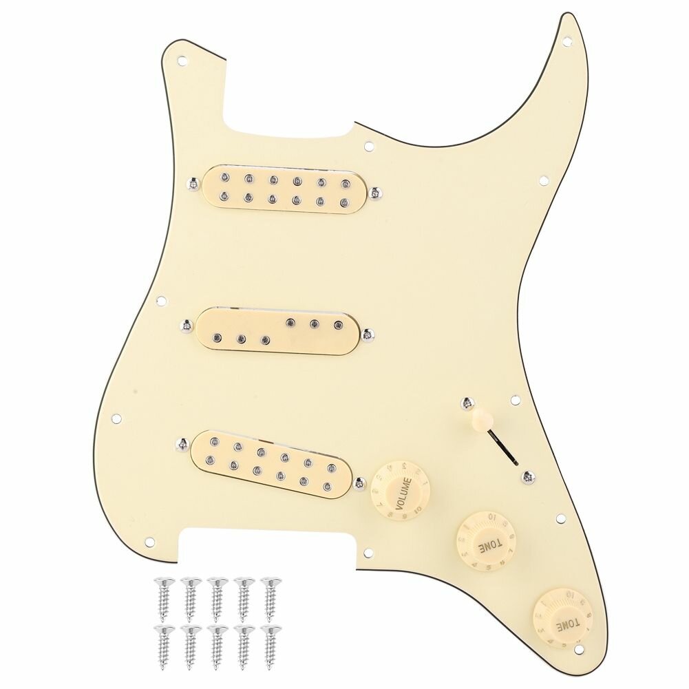 SSS29 Бежевая пластиковая электрогитара с установленной звукоснимающей панелью и звукоснимателями
