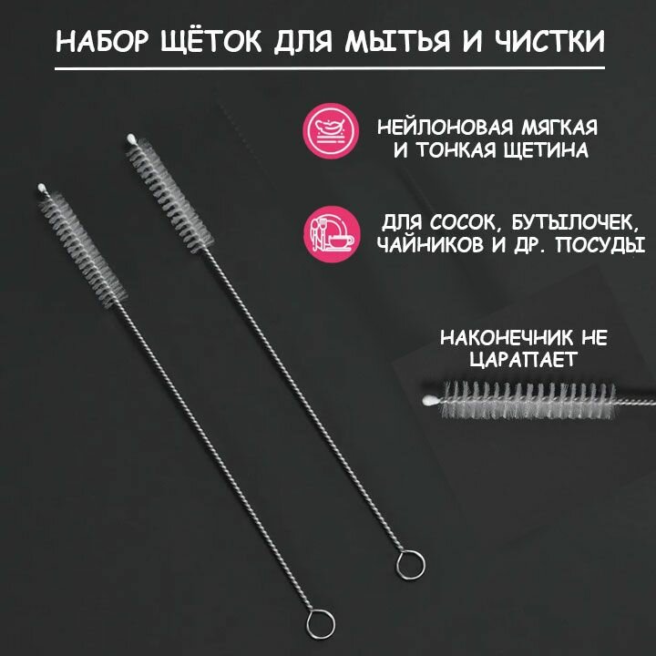 Спиральная соломенная щетка для бутылочек для кормления из нержавеющей стали 304, используемая для очистки от грязи и остатков