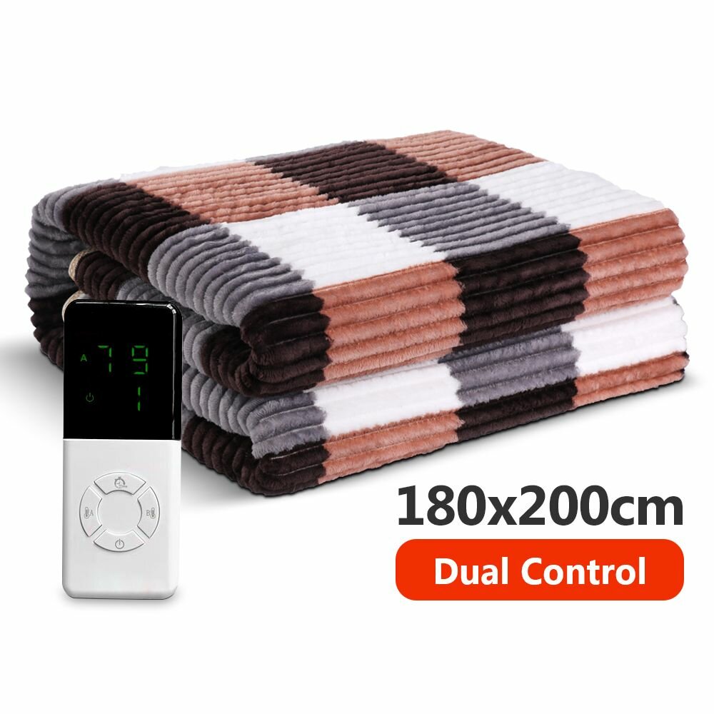 Электропростынь с подогревом односпальная 180х200 см, автовыключение, пульт с подсветкой, нагрев простыни до 55 градусов, 9 режима, защита от перегрева, электрическая простынь