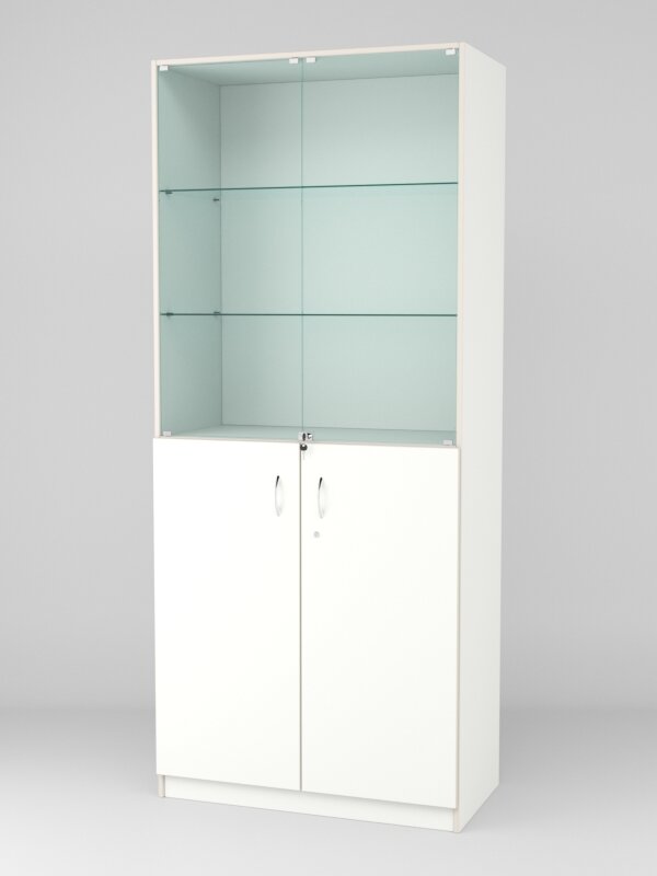 Витрина для аптек №3-1 задняя стенка ДВП, Белый-Кромка Крем Вайс