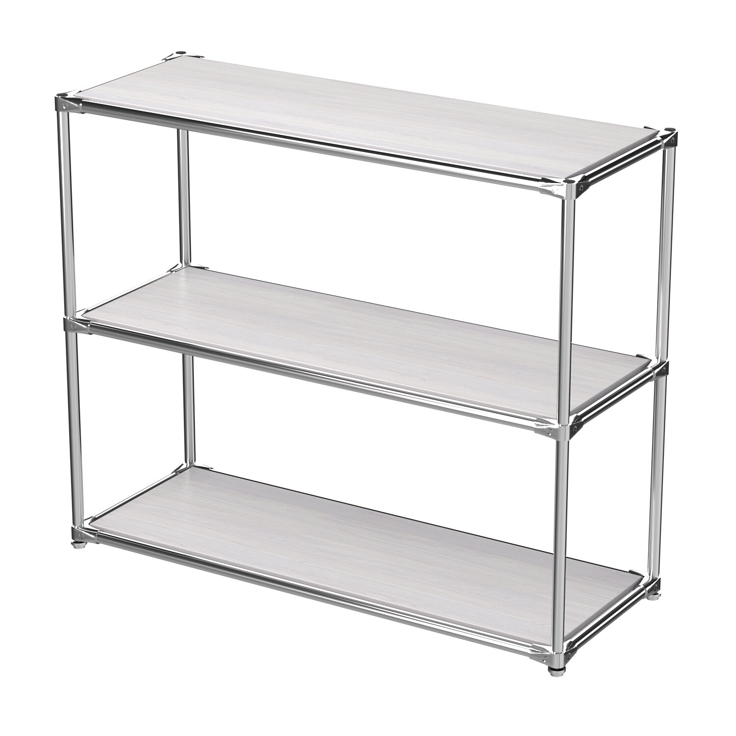 Хромированный стеллаж стиль №2г с длинными полками под дерево, Ясень Анкор светлый - U31104