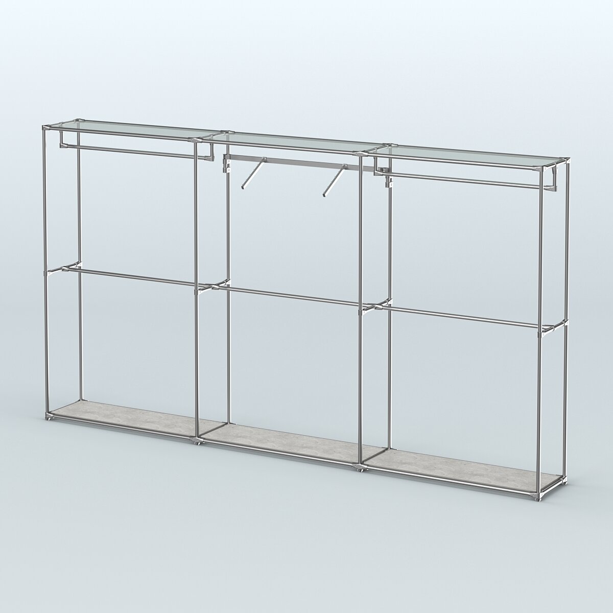 Торговая система хром без ДСП 3600 мм с поручнями №8, Метрополитан Грей